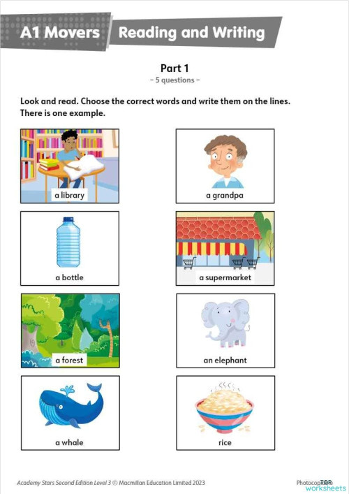 Movers 2 Reading and Use of English June. Interactive worksheet ...
