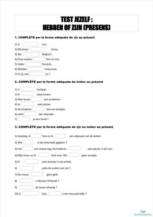 Interactive worksheets and online exercises in dutch | TopWorksheets