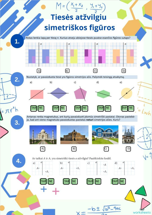 Simetrija: interactive worksheets and online exercises | TopWorksheets