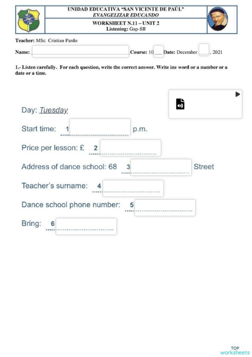 10C - WORKSHEET 11 - GAP FILL. Interactive worksheet | TopWorksheets