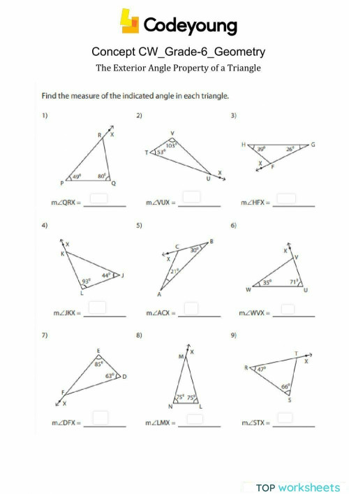 The Exterior Angle Property of a Triangle Concept CW. Interactive ...