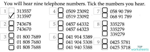 Learn to listen numbers. Interactive worksheet | TopWorksheets