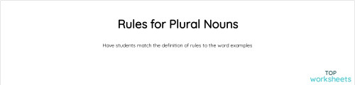 Plural Noun Rules. Interactive worksheet | TopWorksheets