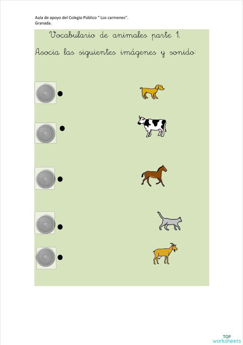 Vocabulario de animales nº 1. Ficha interactiva | TopWorksheets