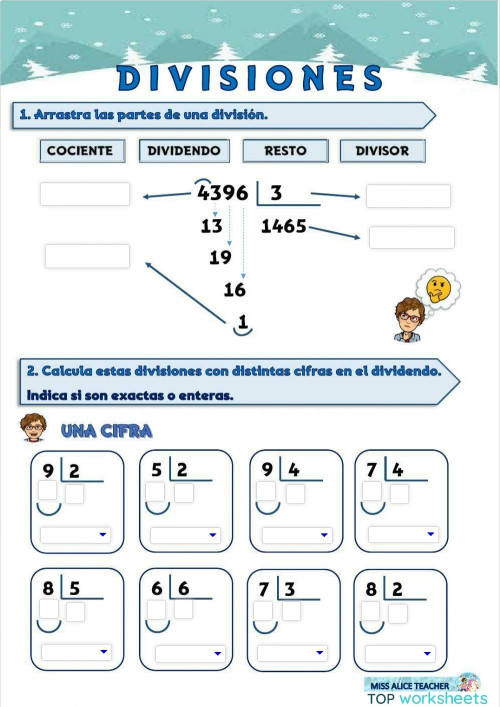 Divisiones. Ficha interactiva | TopWorksheets