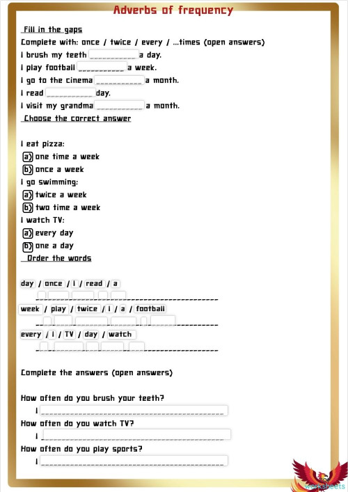 Adverb frequency 2- HP. Interactive worksheet | TopWorksheets