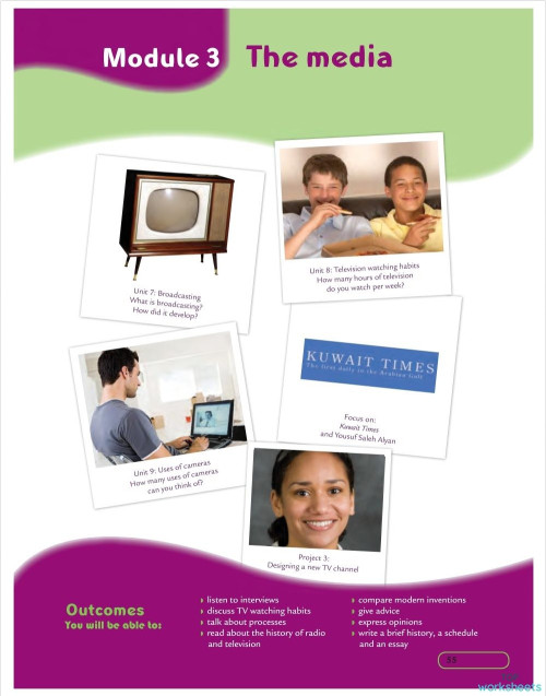 The Media: Broadcasting. Interactive worksheet | TopWorksheets