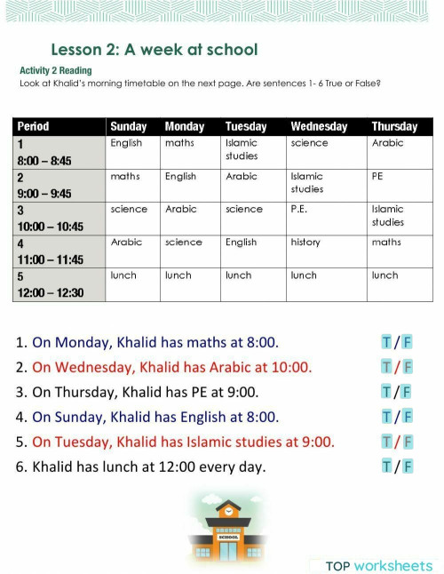 Access 8 - U1- All about school - L2 - Act 2. Interactive worksheet | TopWorksheets