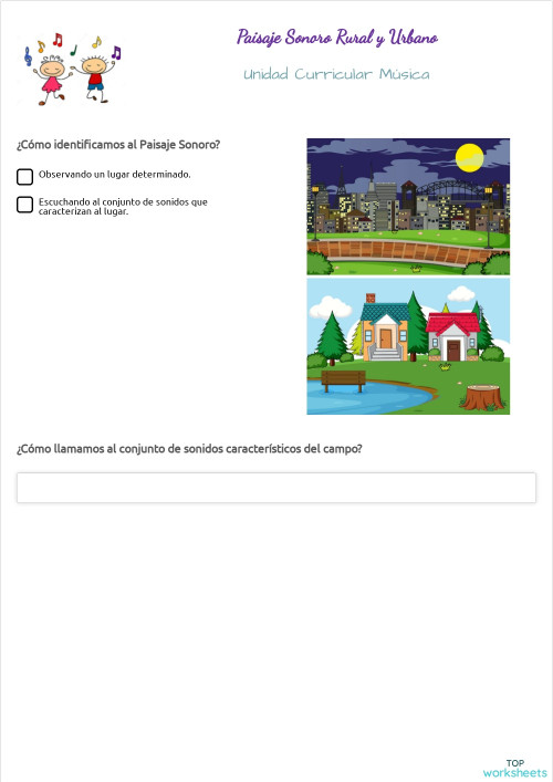 Paisaje Sonoro Rural y Urbano. Ficha interactiva | TopWorksheets