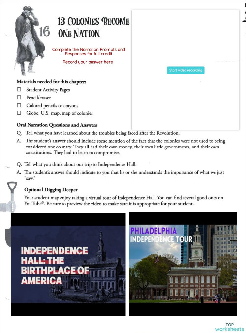 Chapter 16: Pg 155-156 13 Colonies Become One Nation. Interactive ...