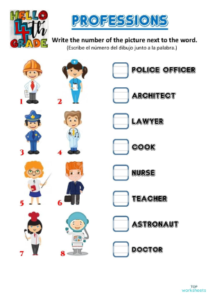 Professions - 4to grado. Interactive worksheet | TopWorksheets