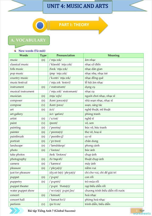 Global 7_Unit 4 (Vocabulary and grammar). Interactive worksheet ...