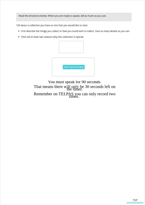 TELPAS Practice 3-Speaking. Interactive worksheet | TopWorksheets