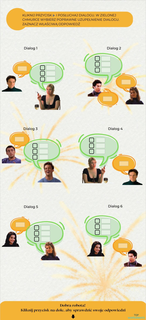 kurs lekcja 8 dialogi. Interaktywny arkusz | TopWorksheets