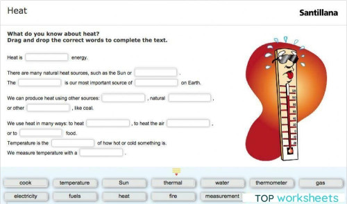 Heat and temperature. Interactive worksheet | TopWorksheets