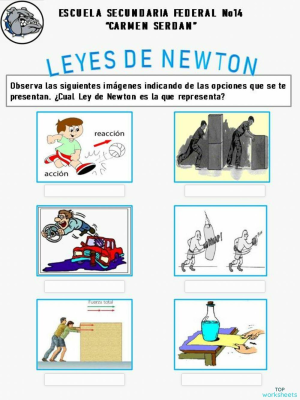 Hoja De Trabajo Sobre Las Leyes Del Movimiento De Newton Para La ...