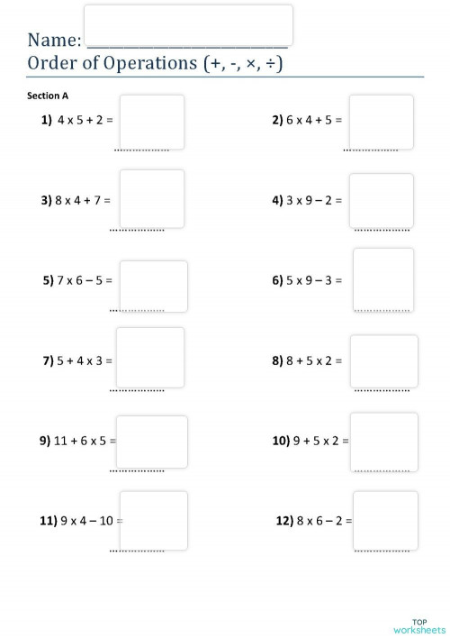 ORDER OF OPERATIONS. Interactive worksheet | TopWorksheets