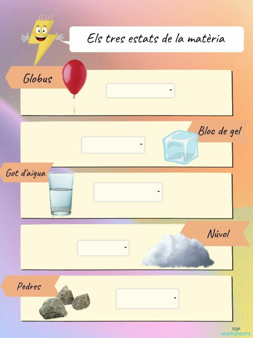 Materia y energía: fichas interactivas y ejercicios online | TopWorksheets