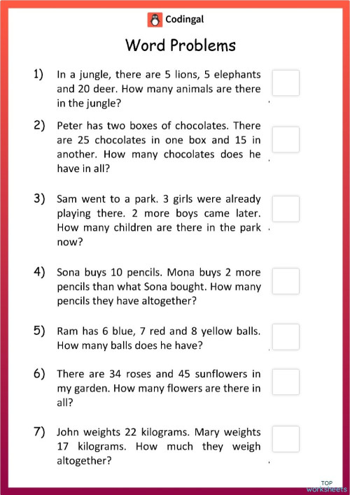 M_G01M07L25_WE02_Word_Problems_for_Addition_6. Interactive worksheet | TopWorksheets