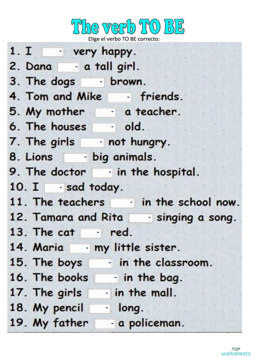 THE VERB TO BE (AFF) 6º. Interactive worksheet | TopWorksheets