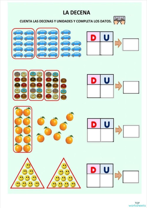 UNIDADES Y DECENAS. Ficha interactiva | TopWorksheets