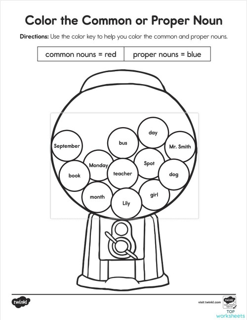 Common or Proper Nouns Coloring (Twinkl). Interactive worksheet ...