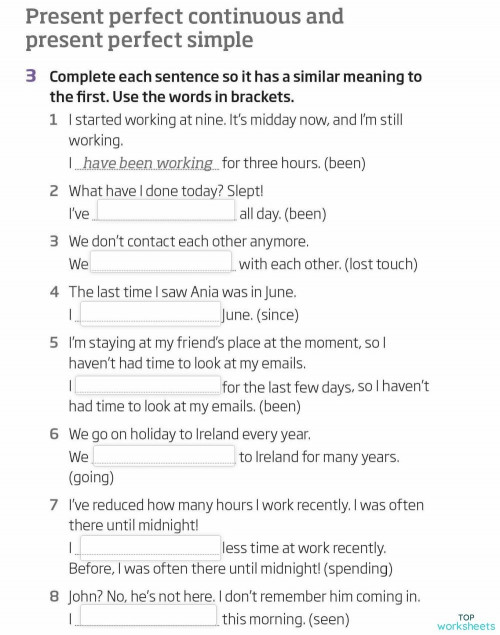 Perfect tenses. Interactive worksheet | TopWorksheets