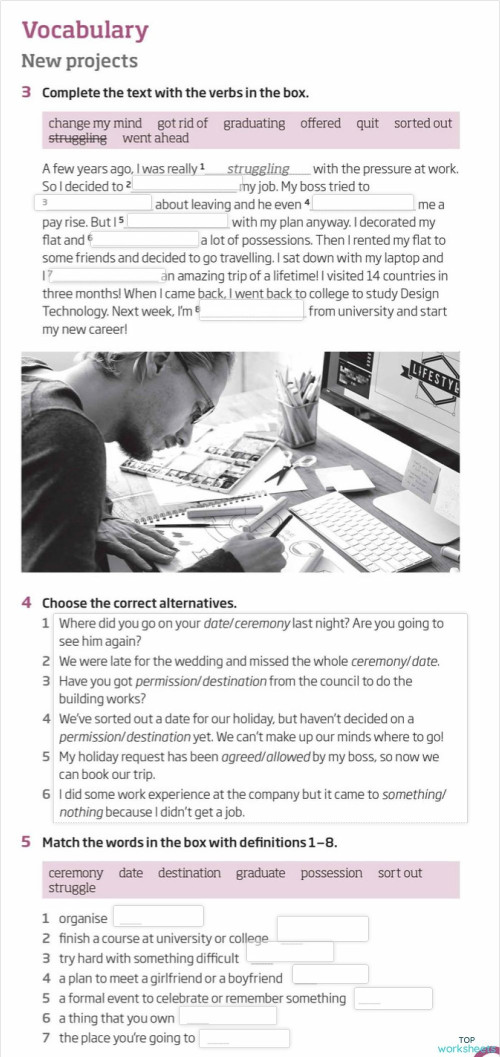 vocabulary (changes in life). Interactive worksheet | TopWorksheets