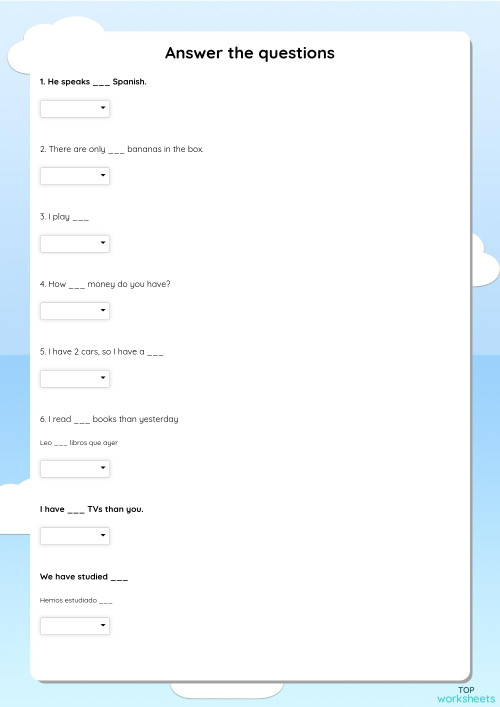 Answer the questions. Interactive worksheet | TopWorksheets
