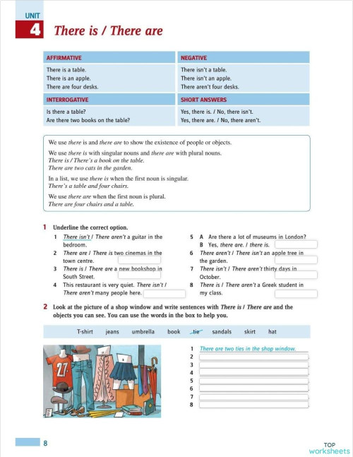 AEF Starter - There is.are. Interactive worksheet | TopWorksheets