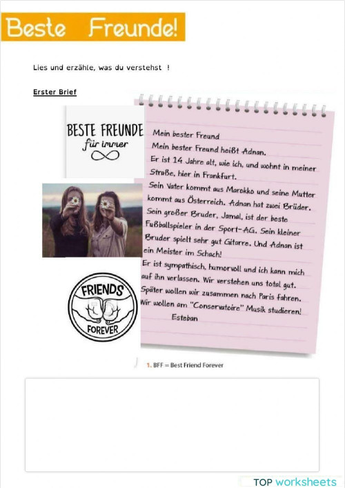 Freundschaft. Interaktives Arbeitsblatt | TopWorksheets