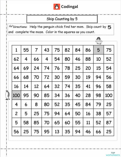 M_G02M02L08_WA01_Skip count drawing. Interactive worksheet | TopWorksheets