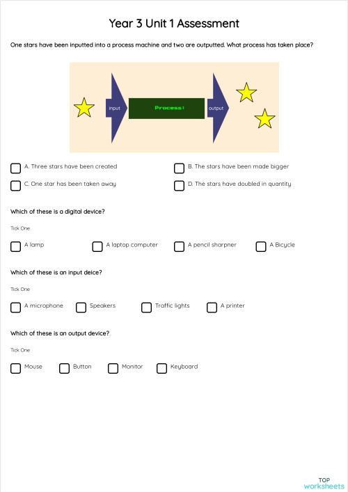 Year 3 Unit 1 Assessment. Interactive worksheet | TopWorksheets