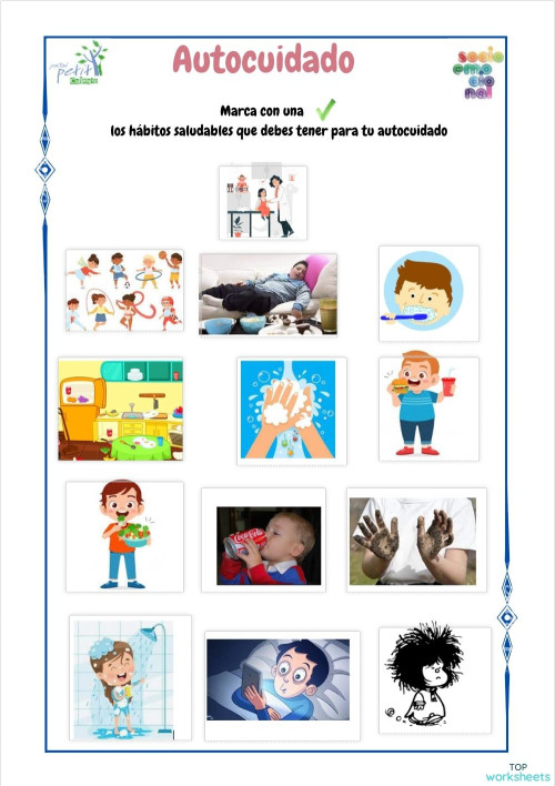 Autocuidado. Ficha interactiva | TopWorksheets