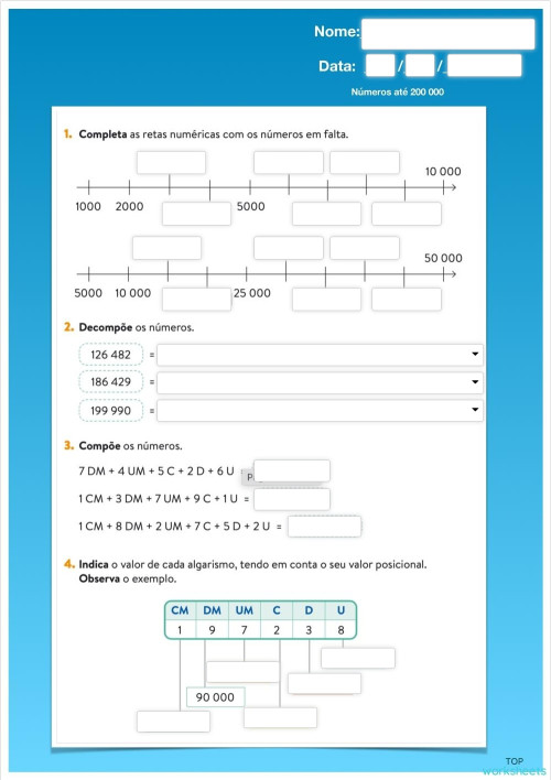 Números e operações: fichas interativas e exercícios online | TopWorksheets
