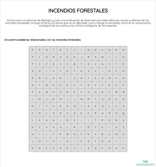 INCENDIOS FORESTALES. Ficha interactiva | TopWorksheets