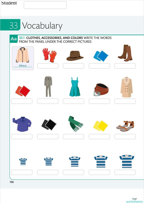 Vocabulary: clothes#2. Interactive worksheet | TopWorksheets