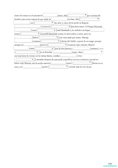 Completa los tiempos del pasado y analízalos. Ficha interactiva ...