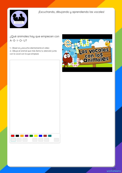 ¡Escuchando, dibujando y aprendiendo las vocales!. Ficha interactiva ...