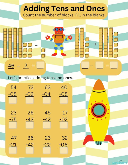 Adding Tens and Ones. Interactive worksheet | TopWorksheets