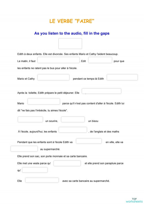 LE VERBE FAIRE WORKSHEET. Fiche interactive | TopWorksheets