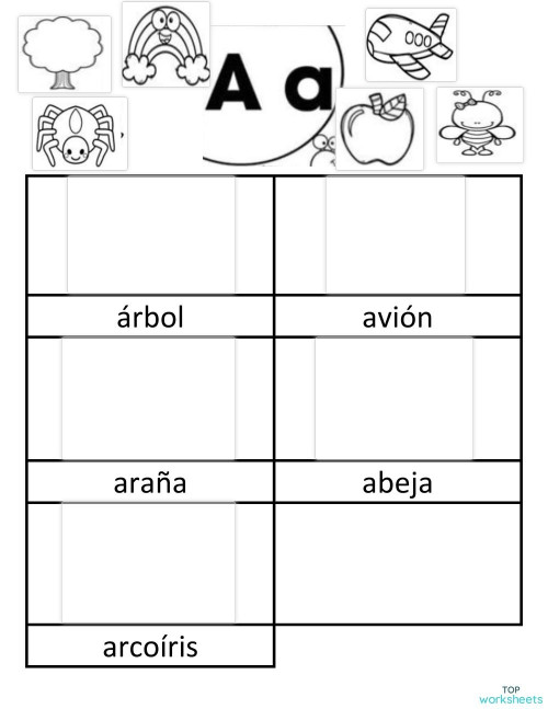 Ejercicio letra A a. Ficha interactiva | TopWorksheets