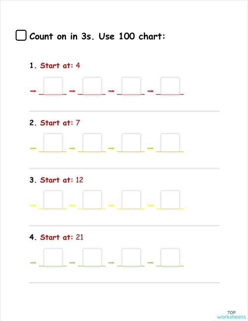 Count on in 3s - 1. Interactive worksheet | TopWorksheets