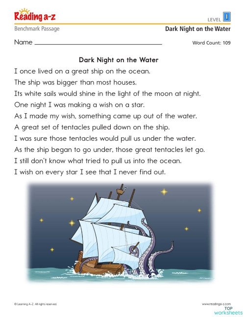 Level I: Dark night on the water. Interactive worksheet | TopWorksheets