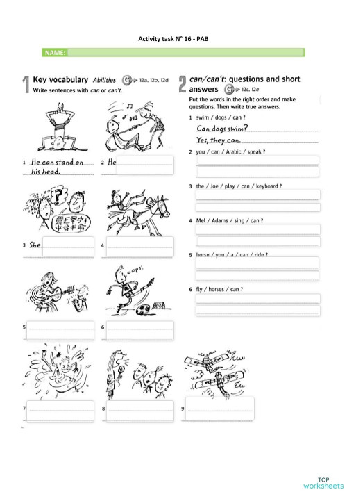 PAB-TASK16. Interactive worksheet | TopWorksheets