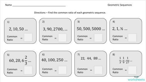Geometric Sequence Practice. Interactive worksheet | TopWorksheets