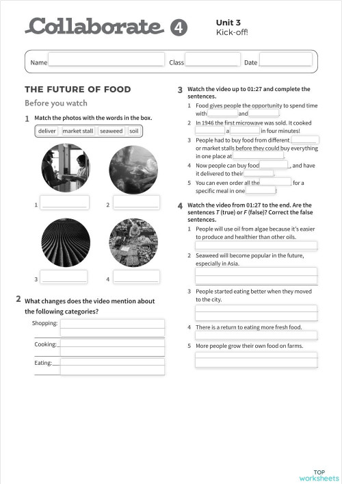 Collaborate 4 - Kick-Off 3. Interactive worksheet | TopWorksheets