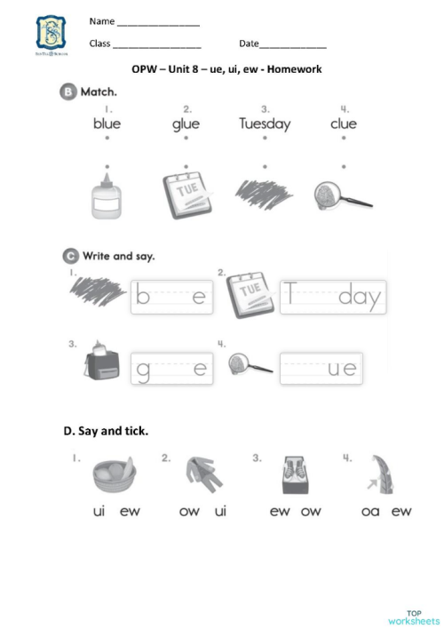 Phonics 3_U8_Homework_Dec 9. Interactive worksheet | TopWorksheets