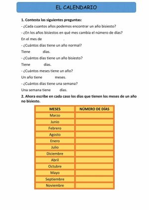 Preguntas sobre el calendario. Ficha interactiva | TopWorksheets