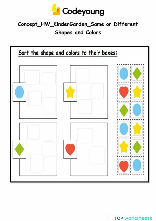 Same and different shape. Interactive worksheet | TopWorksheets